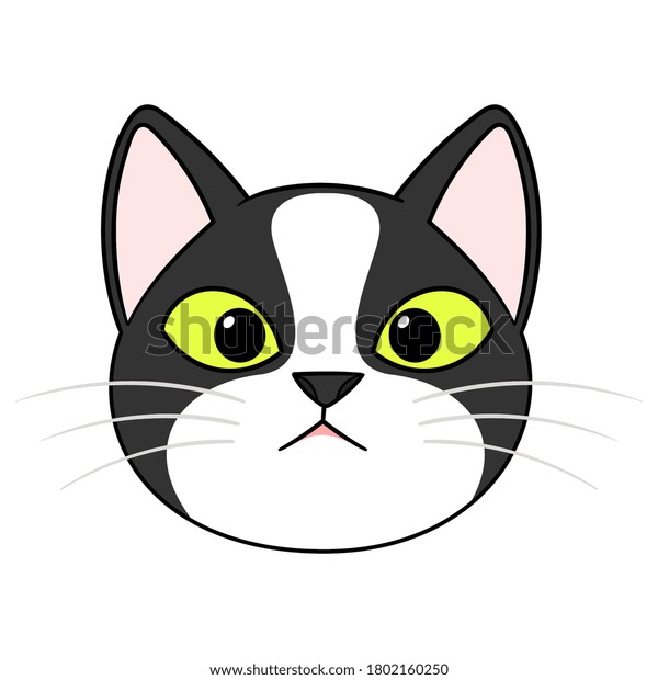 Vector Cartoon Black White Cat Illustration Stock Vector (Royalty Free ...