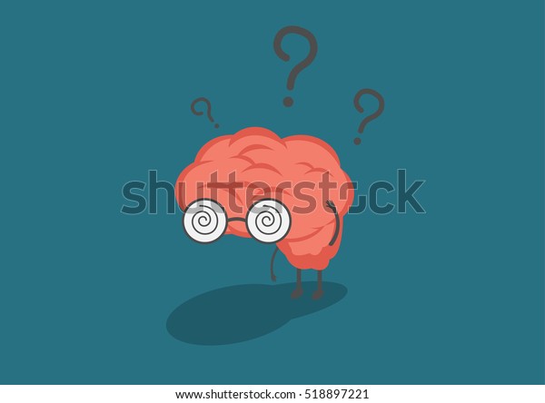 Vector Cartoon Brain Fell Confused Represent Stock Vector (Royalty Free ...