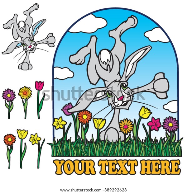 Vector Cartoon Bunny Rabbit Spring Doing Stock Vector (Royalty Free ...