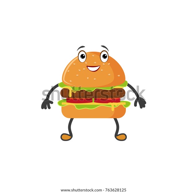Vector Cartoon Burger Character Humanized Fresh Stock Vector (Royalty ...