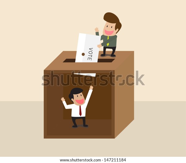 Vector Cartoon Businessman Voting Ballot Box Stock Vector (Royalty Free ...