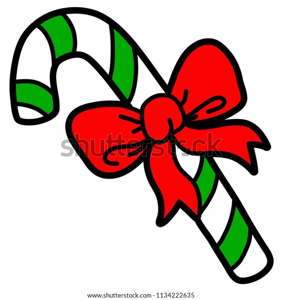 Vector Cartoon Candy Cane Green Stripes Stock Vector (Royalty Free ...