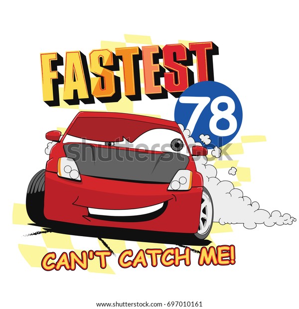 Vector Cartoon Car Illustration Readymade Print Stock Vector (Royalty ...