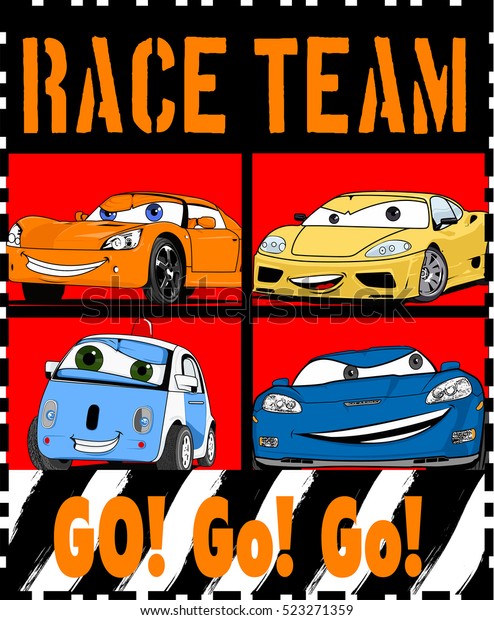 Vector Cartoon Car Print Stock Vector (Royalty Free) 523271359 ...