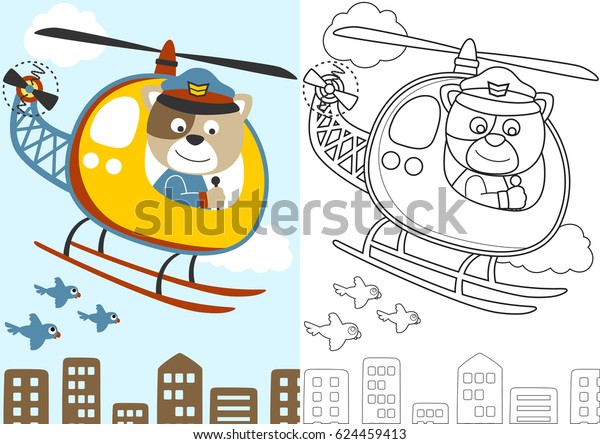 Vector Cartoon Cat Helicopter Pilot Coloring: เวกเตอร์สต็อก (ปลอดค่า ...