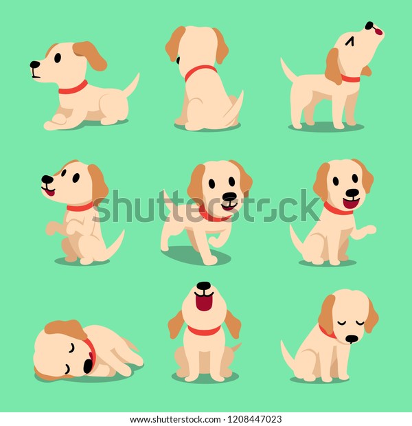 Vector Cartoon Character Labrador Dog Poses Stock Vector (Royalty Free ...