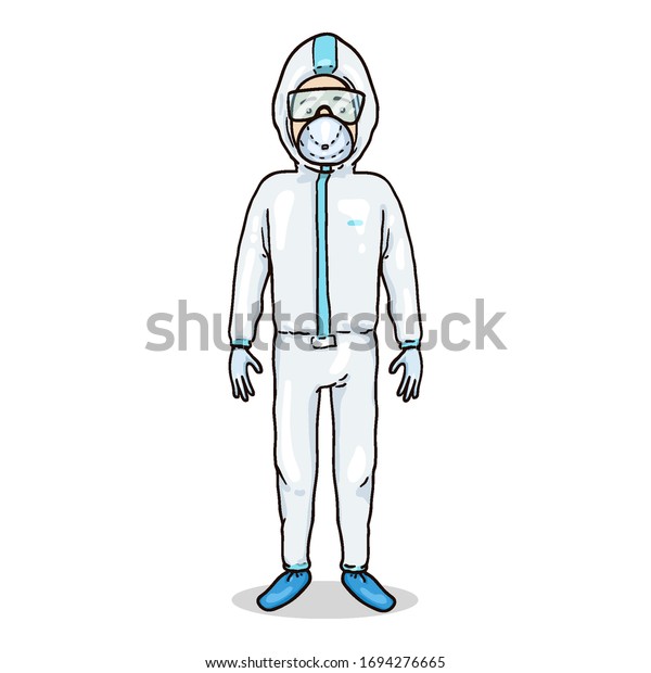 Vector Cartoon Character Man Biosecurity Uniform Stock Vector (Royalty ...