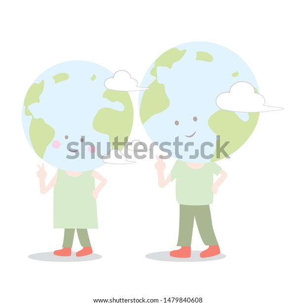 Vector Cartoon Character Planet Earth Boy Stock Vector (Royalty Free ...