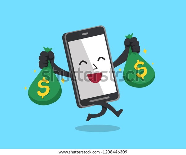 Vector Cartoon Character Smartphone Big Money Stock Vector (Royalty ...