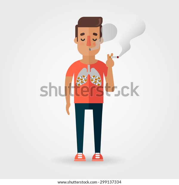 Vector Cartoon Character Smoking Cigarette Stock Vector (Royalty Free ...
