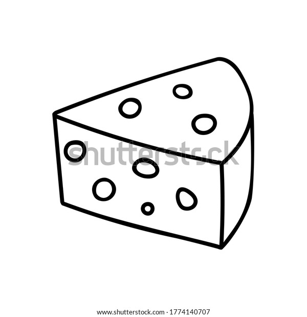 Vector Cartoon Cheese Black White Cheese Stock Vector (Royalty Free ...