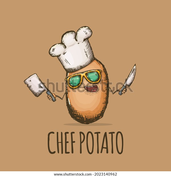 Vektor Stok Vector Cartoon Chef Potato Character Chef (Tanpa Royalti ...