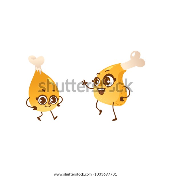 Vector Cartoon Chicken Leg Characters Humanized Stock Vector (Royalty ...