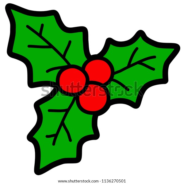 Vector Cartoon Christmas Mistletoe Stock Vector (Royalty Free) 1136270501