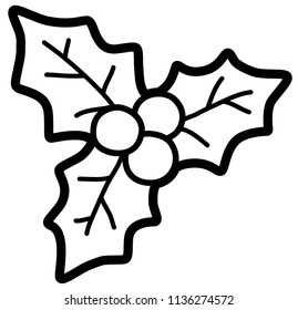 Vector Cartoon Christmas Mistletoe Line Art Stock Vector (Royalty Free ...