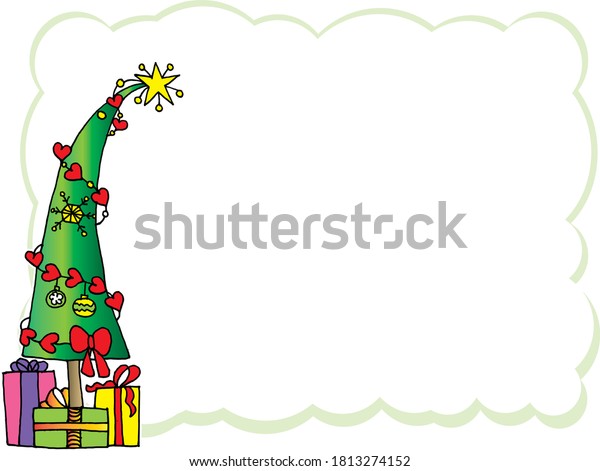 Vector Cartoon Christmas Tree Frame Stock Vector (Royalty Free ...