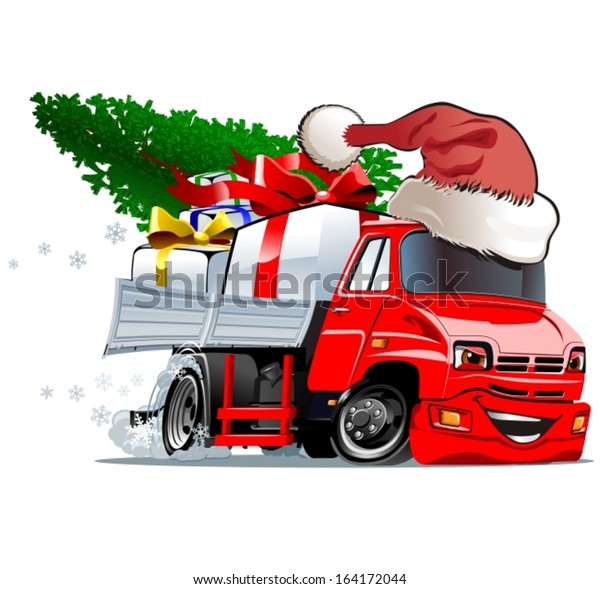 Vector Cartoon Christmas Truck Stock Vector (Royalty Free) 164172044