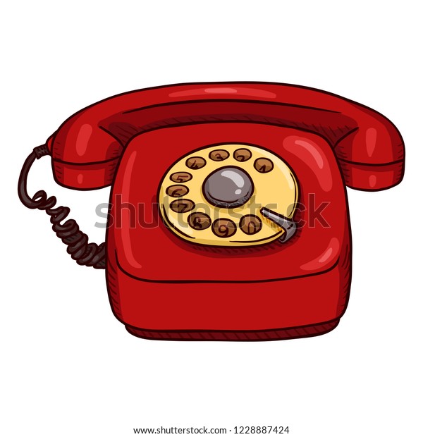 Vector Cartoon Classic Red Rotary Telephone Stock Vector (Royalty Free ...