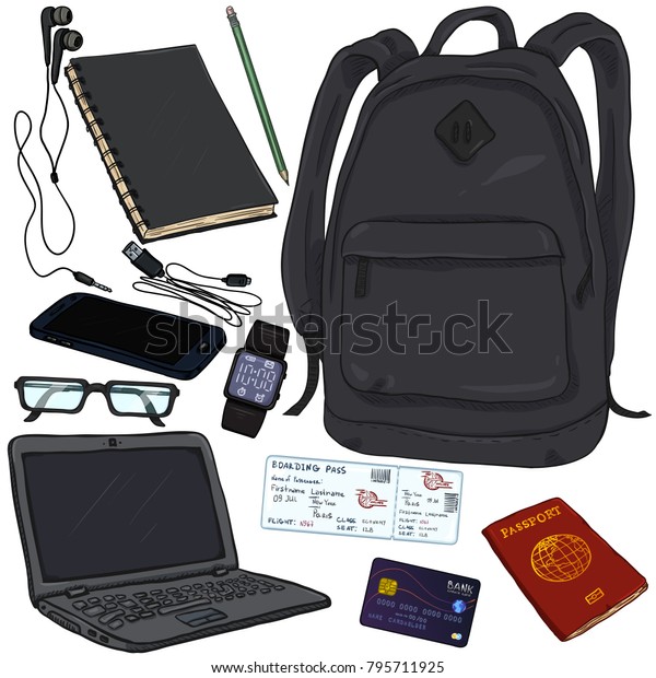 Vector Cartoon Color Travel Set Personal Stock Vector (Royalty Free ...