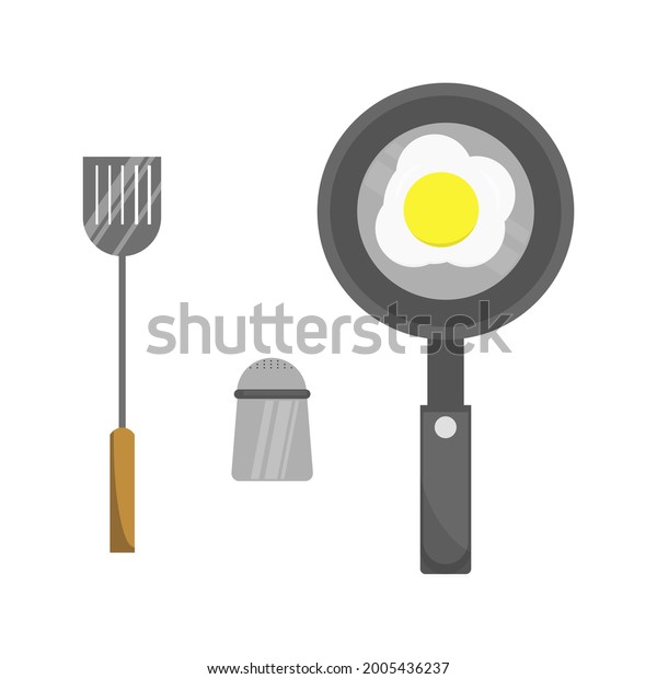 Vector Cartoon Cooking Equipment Fried Egg Stock Vector (Royalty Free ...