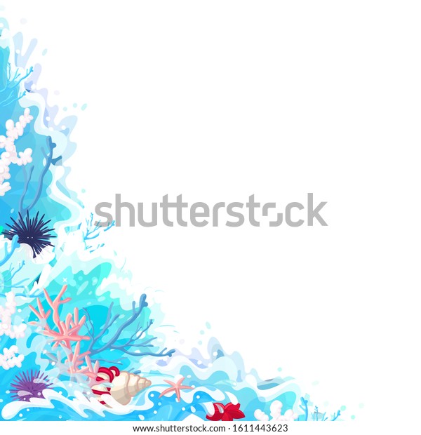 Vector Cartoon Corner Clip Art Sea: стоковая векторная графика (без ...