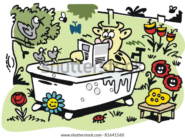 Vector Cartoon Cow Relaxing Bath Stock Vector (Royalty Free) 81641560 ...