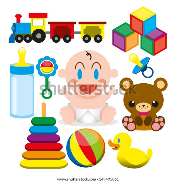 Vector Cartoon Cute Baby Different Toys 库存矢量图（免版税）149495861 | Shutterstock