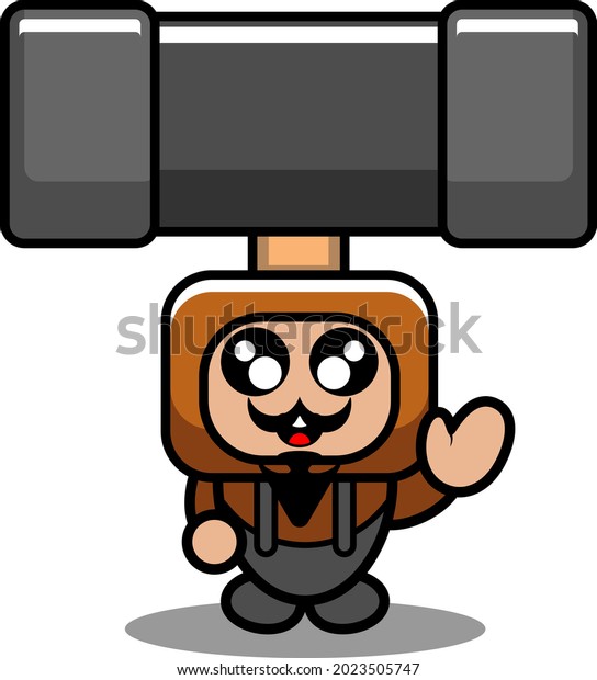 Vector Cartoon Cute Bearded Doodle Mallet Stock Vector (Royalty Free ...