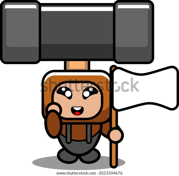 Vector Cartoon Cute Doodle Mallet Mascot Stock Vector (Royalty Free ...