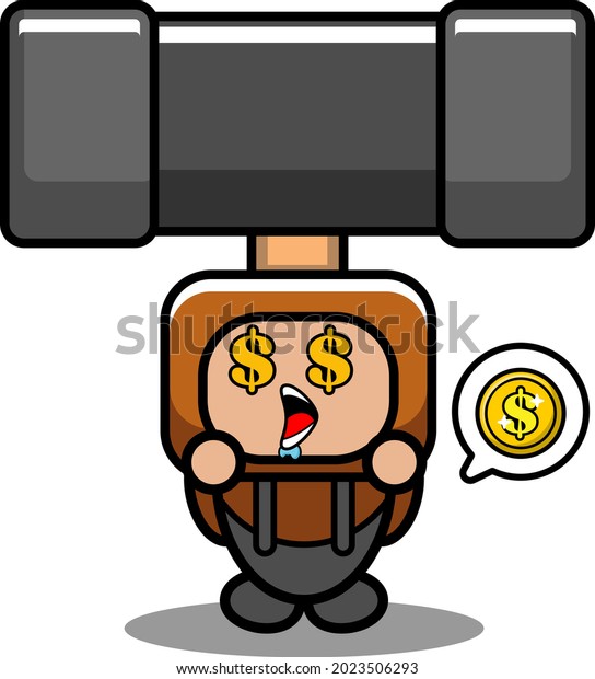 Vector Cartoon Cute Doodle Mallet Mascot Stock Vector (Royalty Free ...