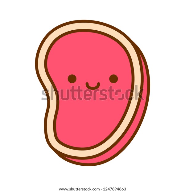 Vector Cartoon Cute Meat Icon Isolated 스톡 벡터(로열티 프리) 1247894863