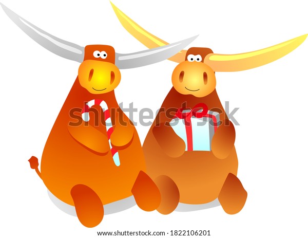 Vector Cartoon Cute Ox Characters Happy: เวกเตอร์สต็อก (ปลอดค่า ...