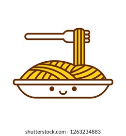 Vector Cartoon Cute Spaghetti Dish Icon Stock Vector (Royalty Free ...