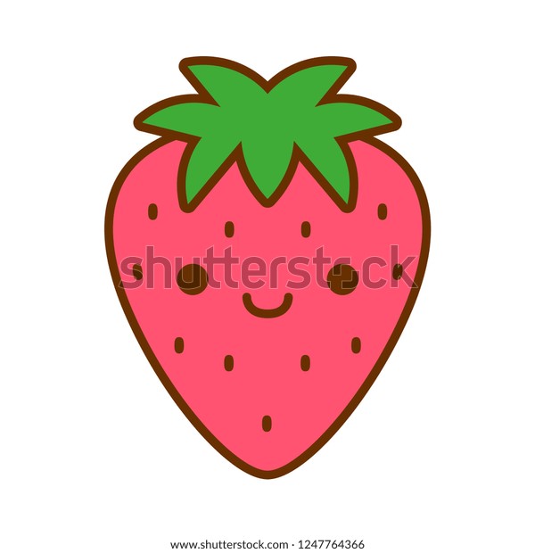 Vector Cartoon Cute Strawberry Icon Isolated Stock Vector (Royalty Free ...