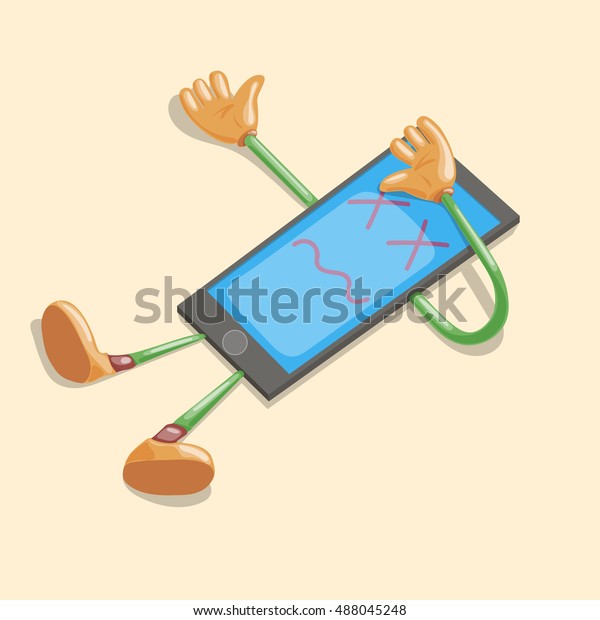 Vector Cartoon Dead Phone Sick Phone Stock Vector (Royalty Free ...