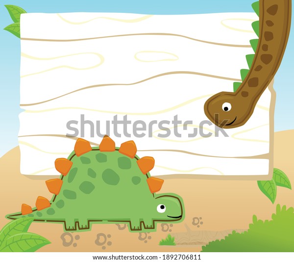 Vector Cartoon Dinosaurs Cartoon On Frame Stock Vector (Royalty Free ...
