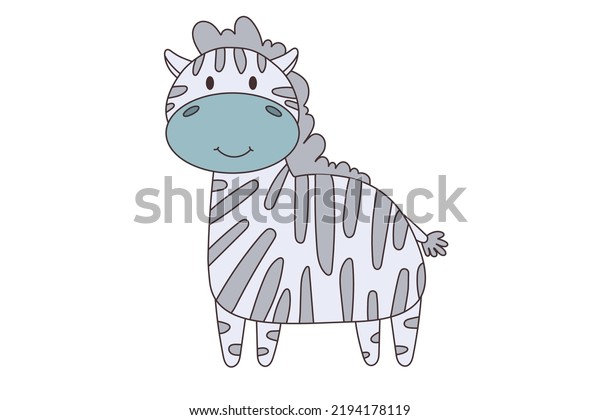 Vector Cartoon Doodle Zebra African Animal Stock Vector (Royalty Free ...