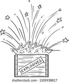 Vector Cartoon Drawing Conceptual Illustration Exploding Stock Vector ...