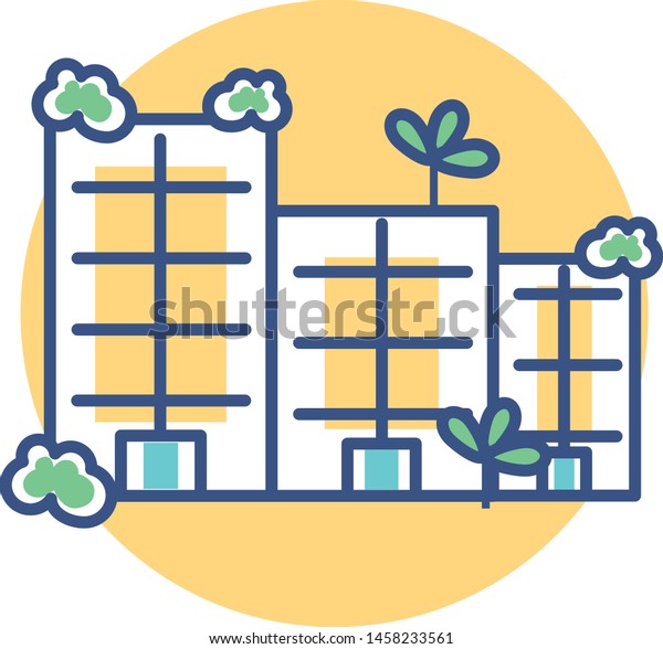 Vector Cartoon Eco Building Icon Emoji Stock Vector (Royalty Free ...