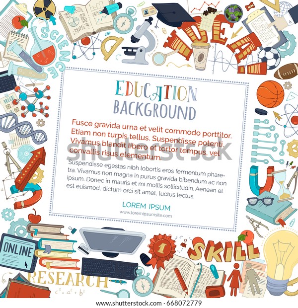 Vector Cartoon Education Background Science Research Stock Vector ...