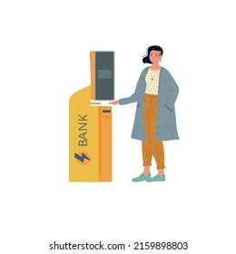 Vector Cartoon Flat Character Atm Machine Stock Vector (Royalty Free ...