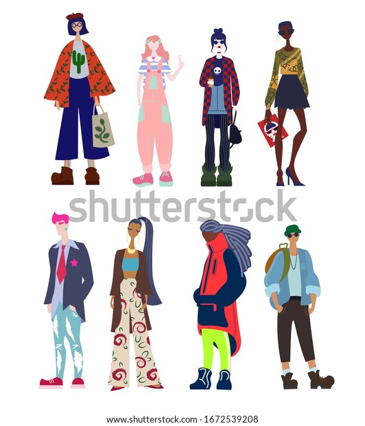 Vector Cartoon Flat Illustration Cloth Styles Stock Vector (Royalty ...