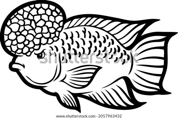 Vector Cartoon Flower Horn Line Art Stock Vector (Royalty Free ...