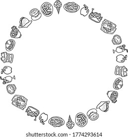 Vector Cartoon Food Circle Border Frame Stock Vector (Royalty Free ...