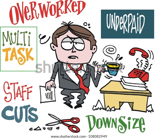 Vector Cartoon Frustrated Executive Office Signs Stock Vector (Royalty ...