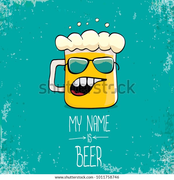 vector cartoon funky fresh beer glass character isolated on grunge ...