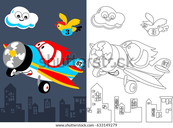 Vector Cartoon Funny Air Plane Friends Stock Vector (Royalty Free ...