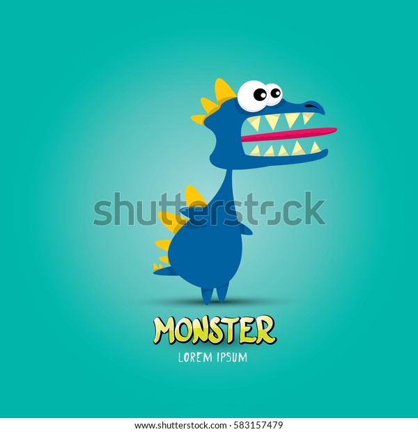 Vector Cartoon Funny Blue Dragon Cartoon Stock Vector (Royalty Free ...