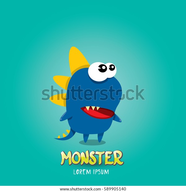 Vector Cartoon Funny Blue Dragon Cartoon: เวกเตอร์สต็อก (ปลอดค่า ...
