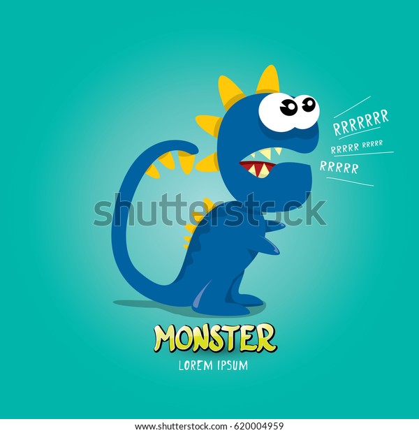 Vector Cartoon Funny Blue Dragon Cartoon: เวกเตอร์สต็อก (ปลอดค่า ...